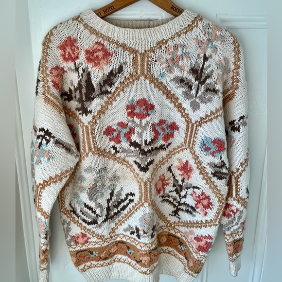 Vintage | Sweaters | 9s Vintage Floral Embroidered Knit Sweater | Poshmark